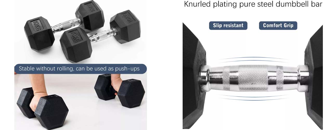 Rubber coated hex dumbbell 2.5kg,5kg,7.5kg,10kg,12.5kg,15kg,17.5kg,20kg,22.5kg,25kg,27.5kg,30kg ...